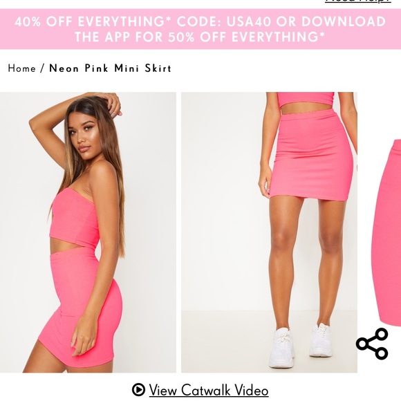 PrettyLittleThing | Skirts | Neon Pink Set | Poshmark